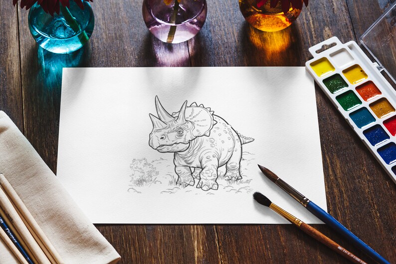 Triceratops Coloring Pages: Detailed Dinosaur Art (digital Download) - Etsy