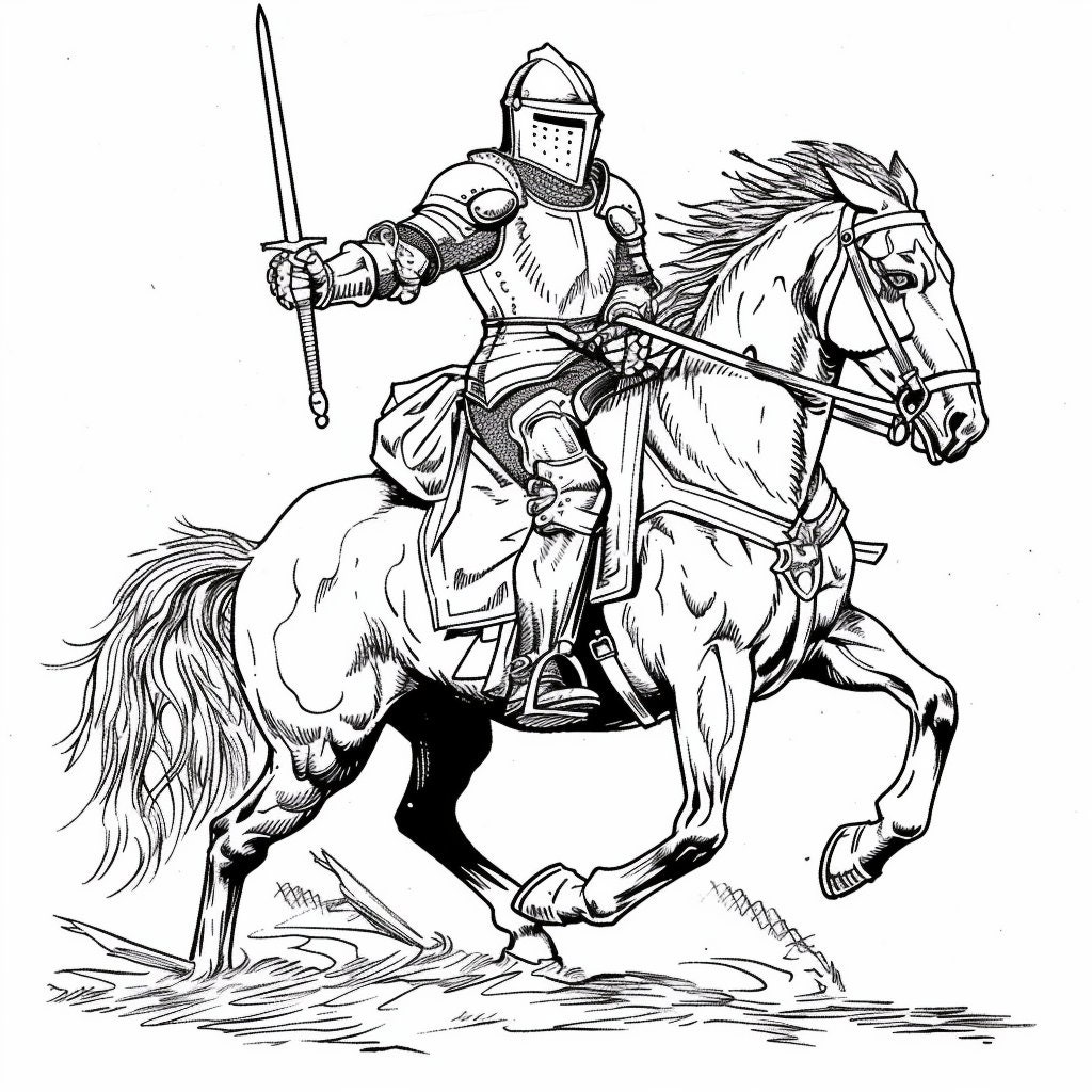 Medieval Knight Coloring Pages - Digital Download, Detailed Medieval ...