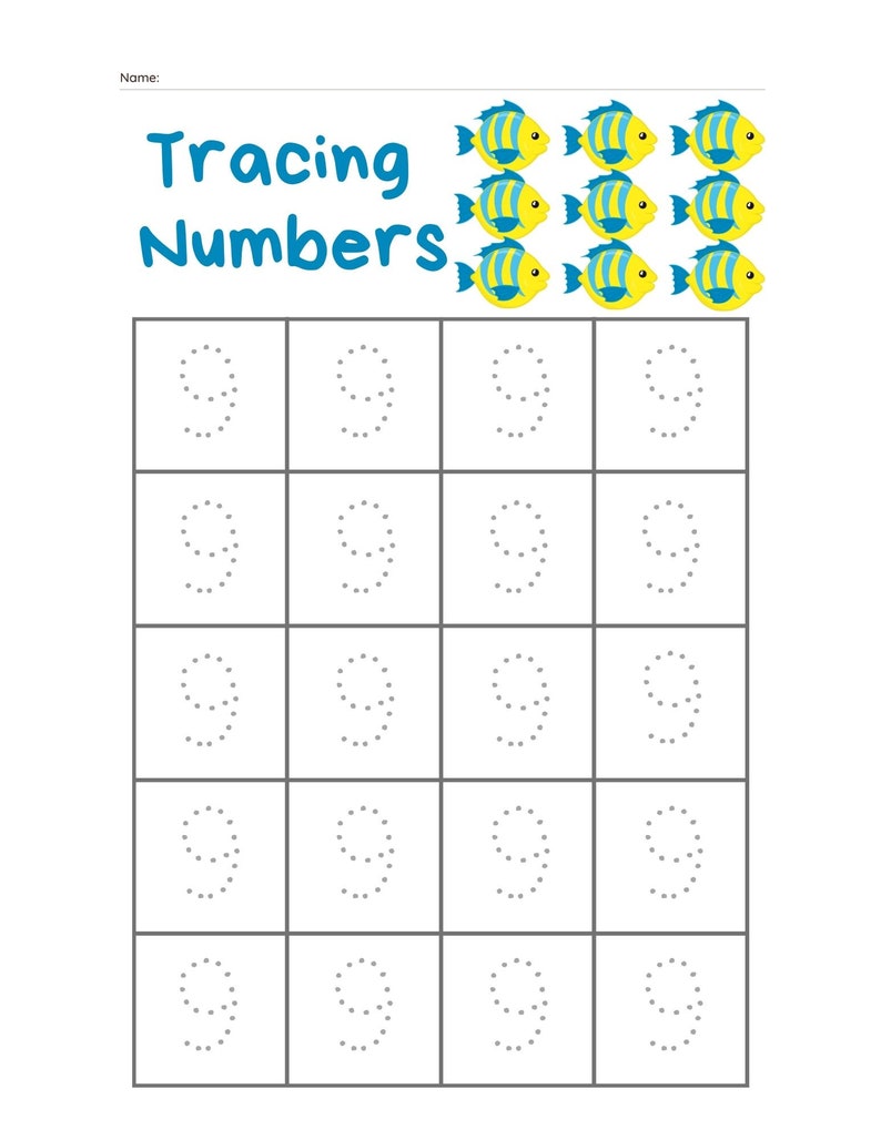 Number Tracing Worksheets for Preschool & Kindergarten Educational ...