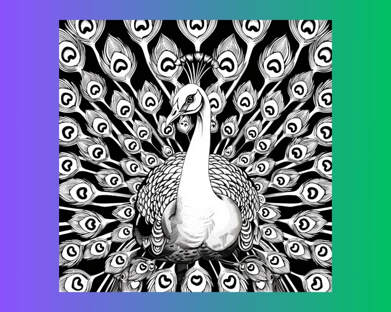 Elegant Peacock Coloring Pages - Instant Download - US Letter & A4 ...