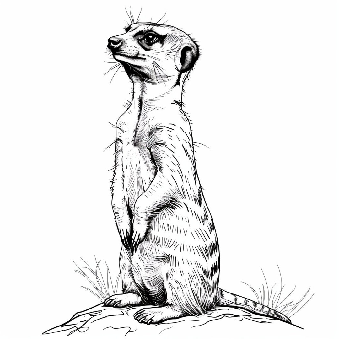 Meerkat Coloring Pages: Detailed Wildlife Art (digital Download) - Etsy