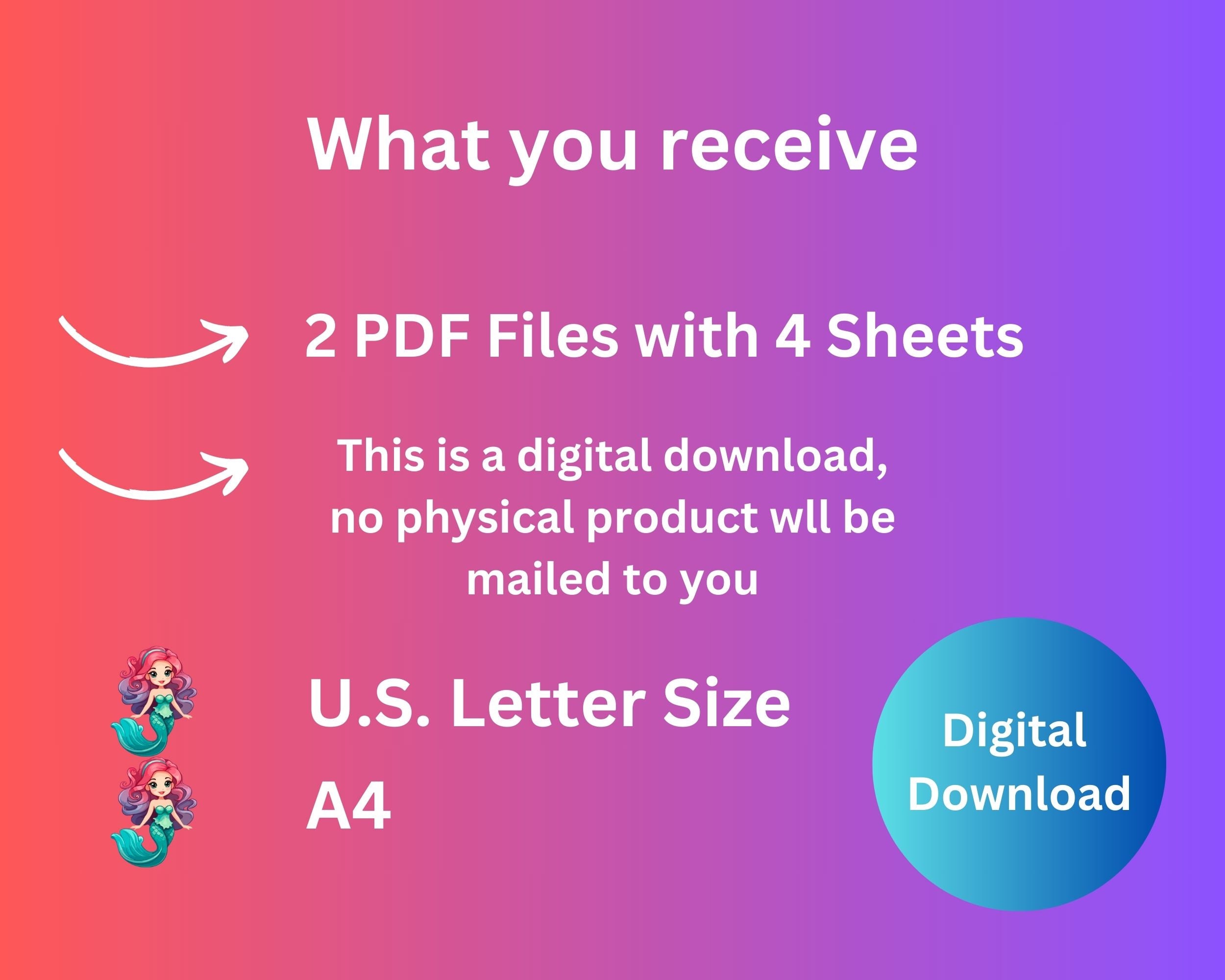 Enchanting Whimsical Mermaid Coloring Pages - Digital Download, US ...