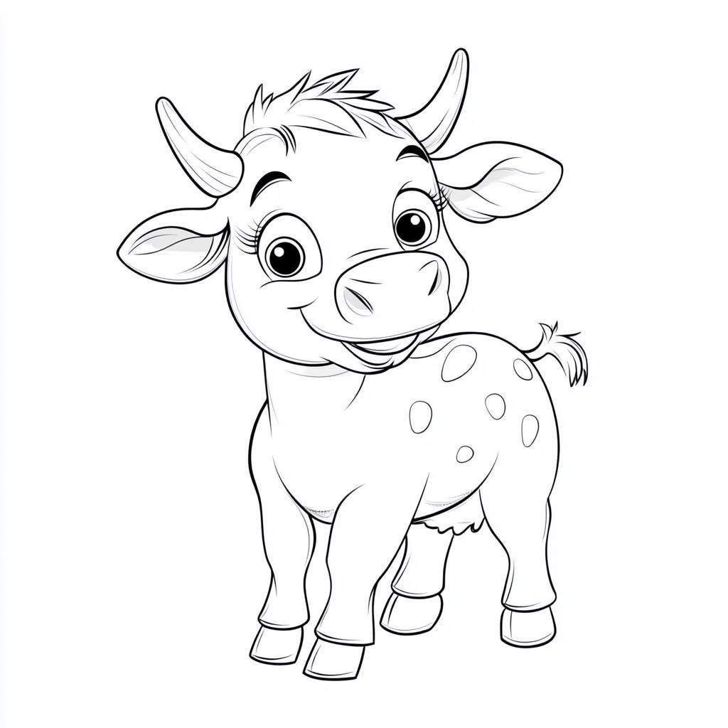Adorable Cow Coloring Pages for Preschoolers | Cute Farm Animal ...