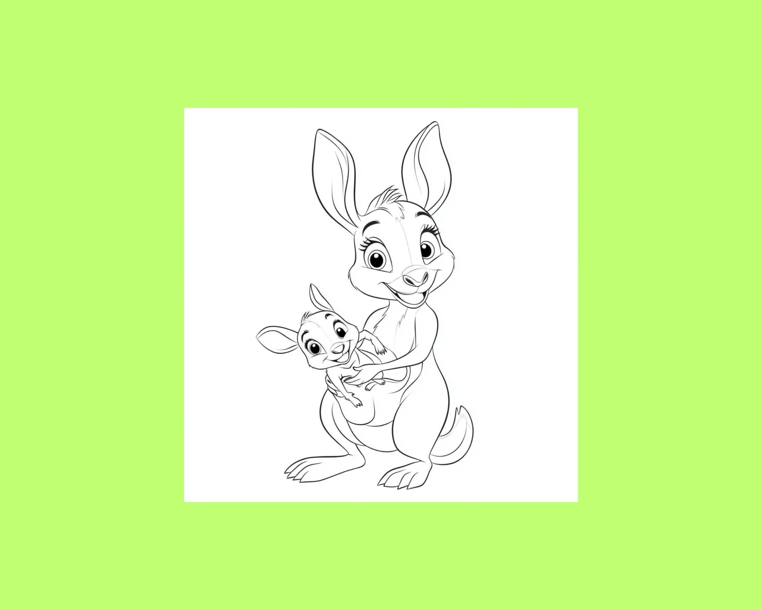 Kangaroo and Joey Coloring Pages for Preschoolers (digital Download PDF ...