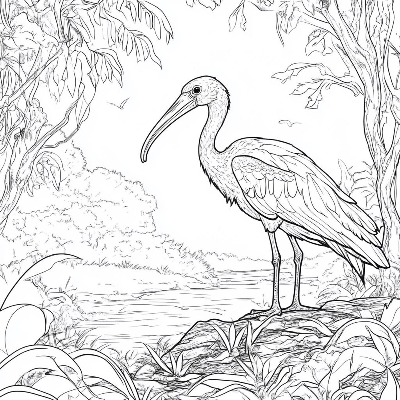 Stunning Scarlet Ibis Coloring Pages | Printable Bird-themed Coloring ...