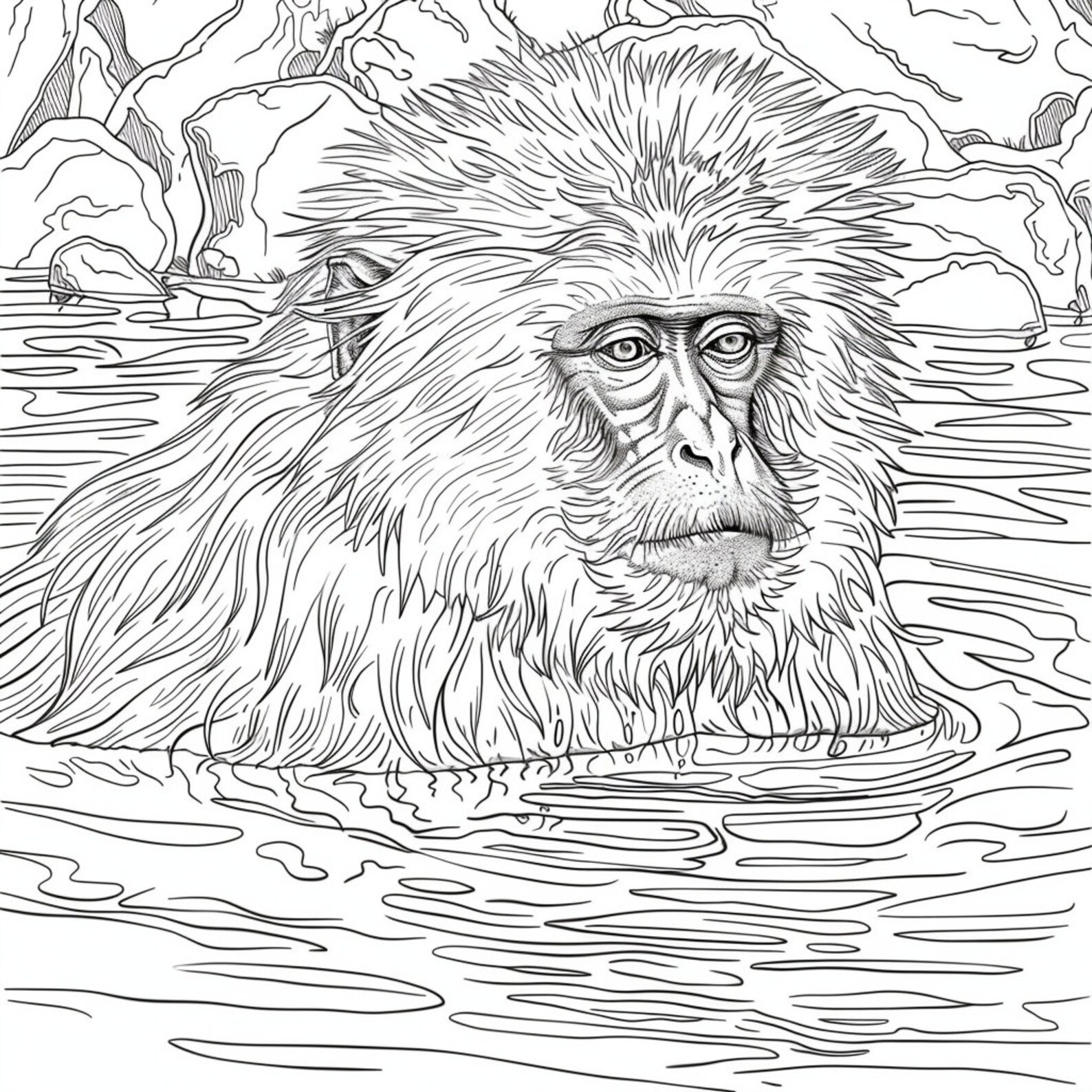 Macaque Coloring Pages - Digital Download, Detailed Wildlife Art ...