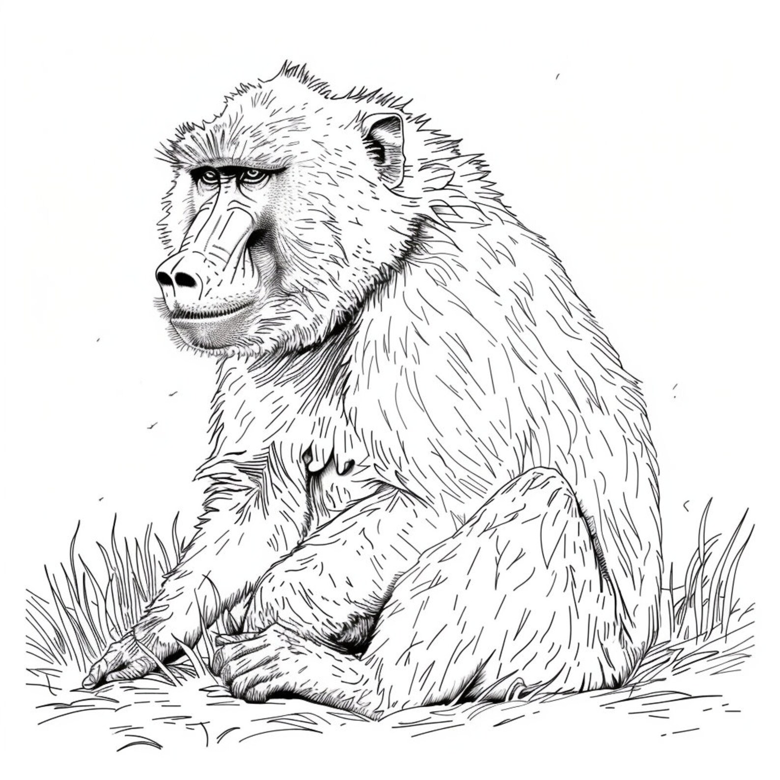Detailed Baboon Coloring Pages: Wildlife Art, Printable PDF (US Letter ...