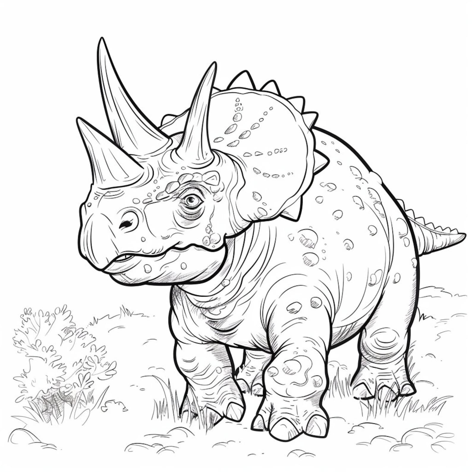 Triceratops Coloring Pages: Detailed Dinosaur Art (digital Download) - Etsy