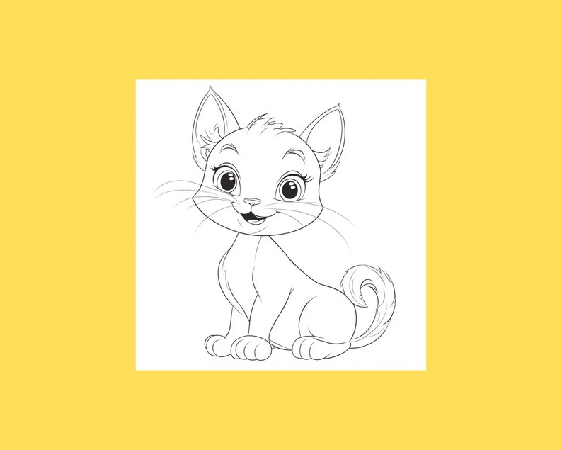 Cute Cat Coloring Pages for Preschoolers Digital Download PDF Simple ...