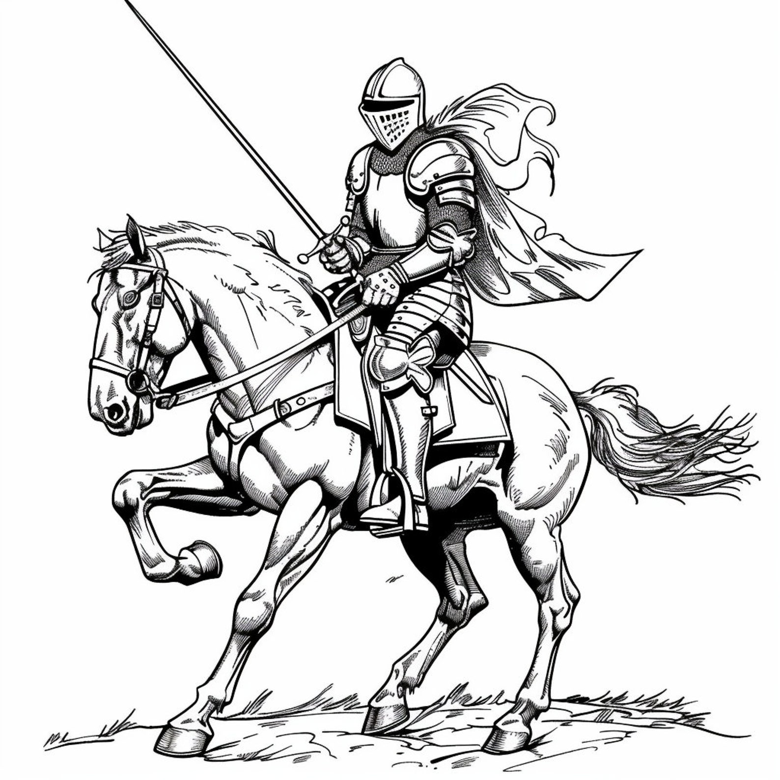 Medieval Knight Coloring Pages: Detailed Fantasy Art (digital Download ...