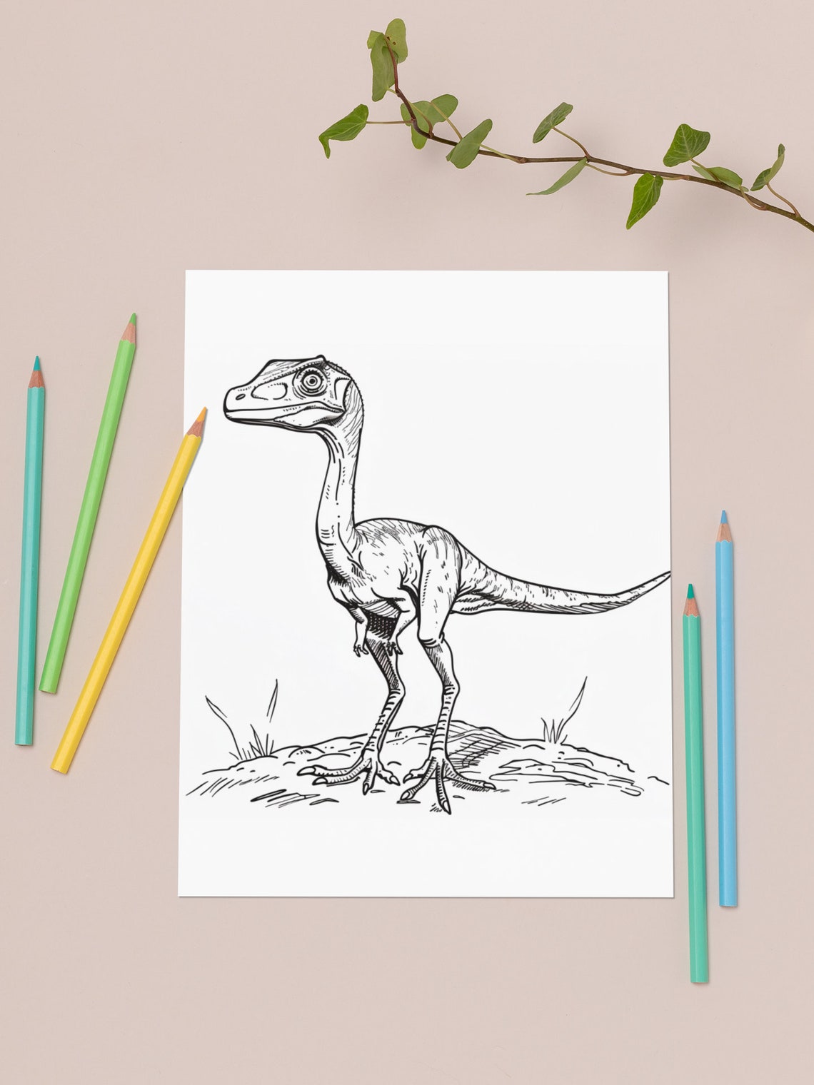 Compsognathus Coloring Pages Adorable Dinosaur Art, Digital Download ...