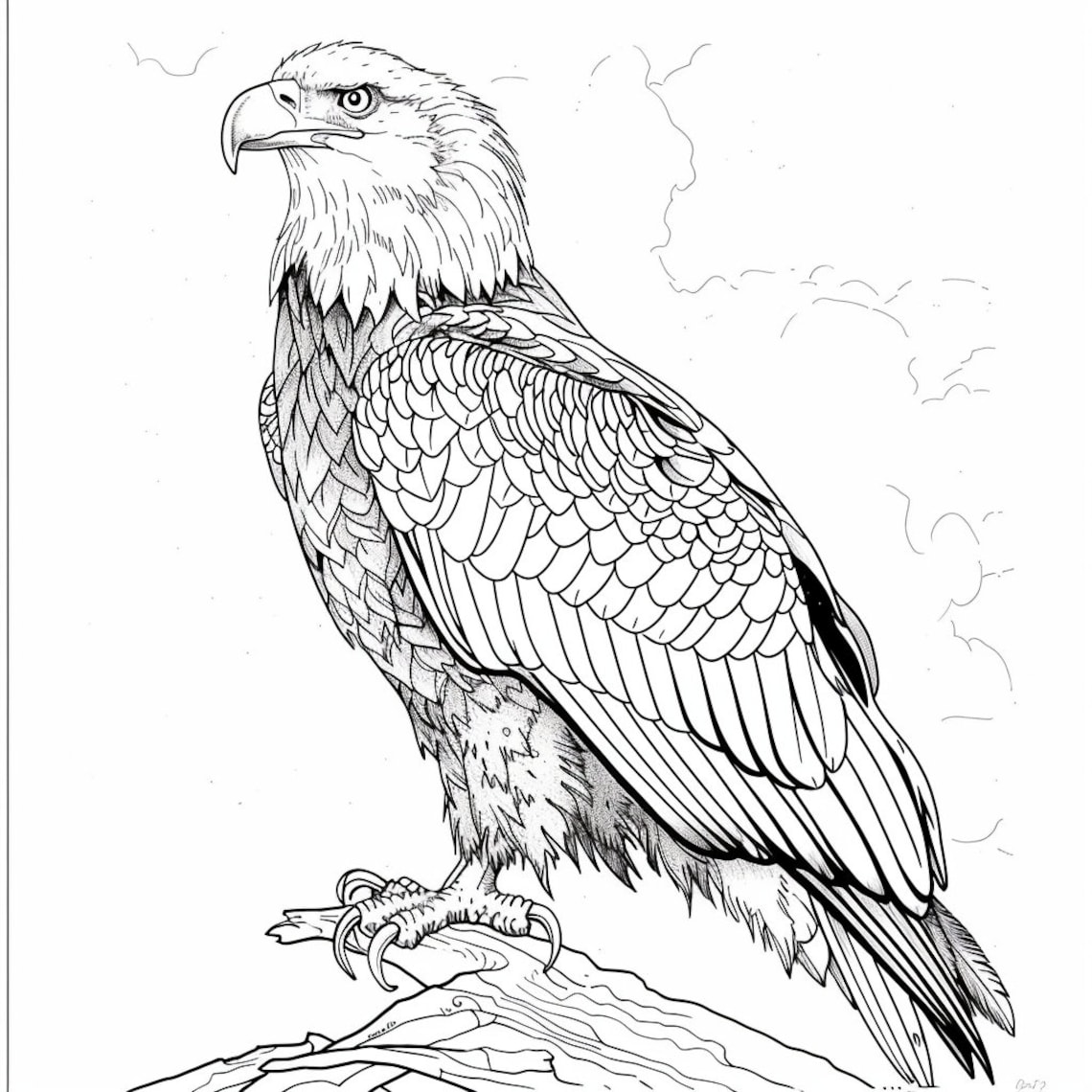 Majestic Bald Eagle Coloring Pages - Digital Download, Detailed Bird ...