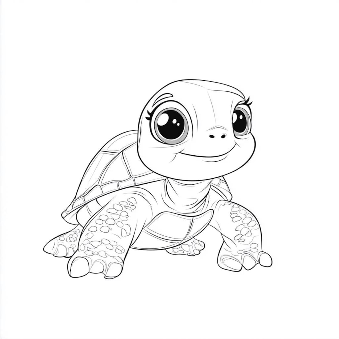 Turtle Coloring Page for Preschoolers (digital Download) - Etsy