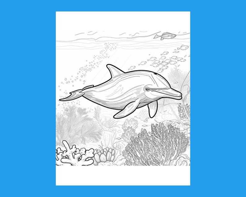 Dolphin Coloring Pages - Digital Download, Detailed Marine Life Art ...