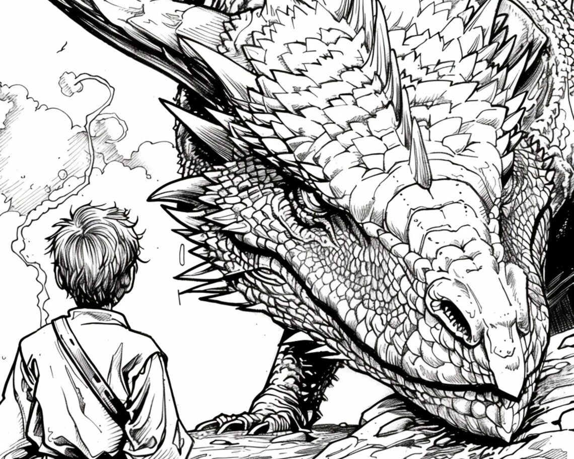 Dragon Coloring Pages Digital Download PDF, Detailed Fantasy Dragon Art ...