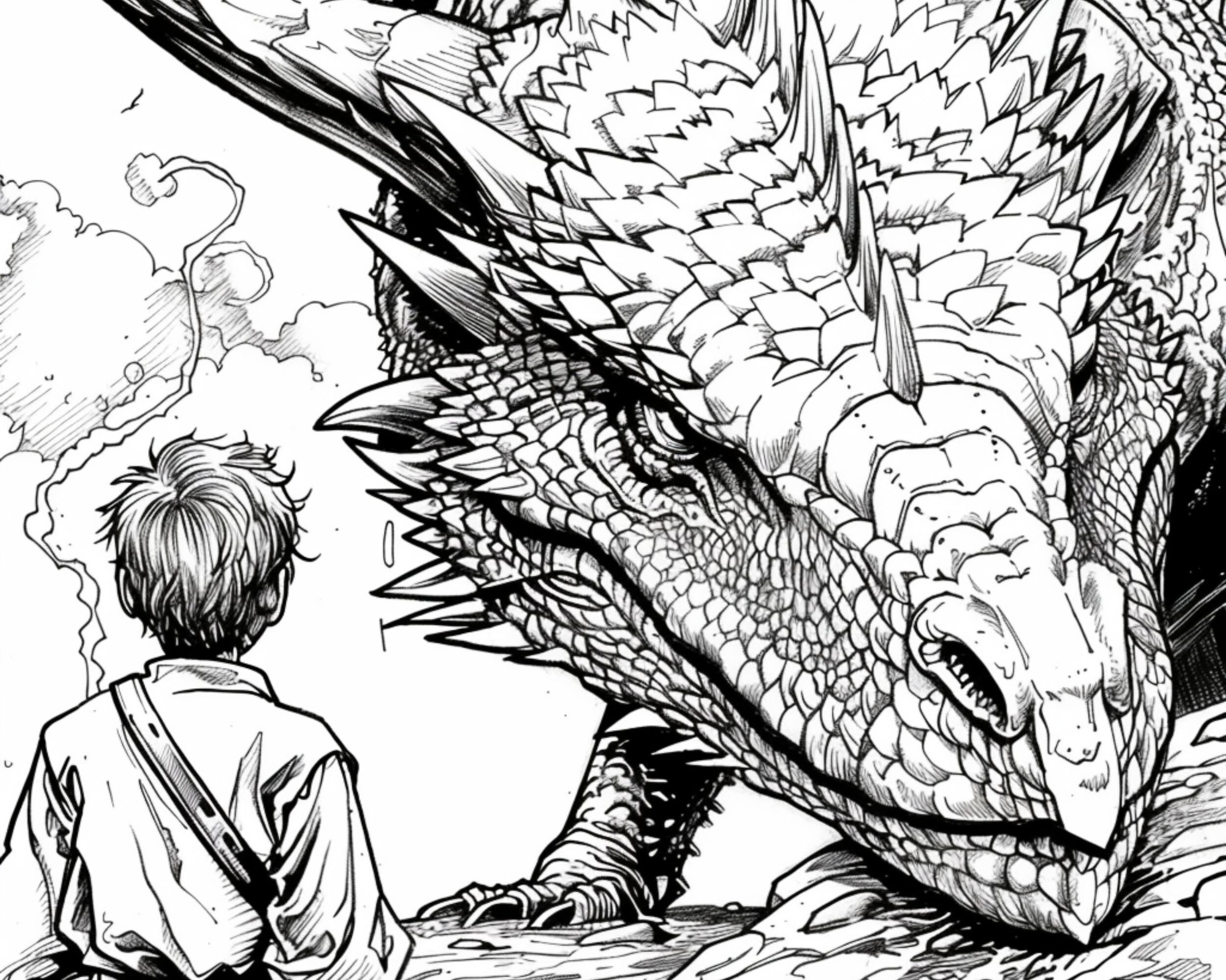 Detailed Dragon Coloring Pages: Fantasy Art - Set of 3 (digital ...