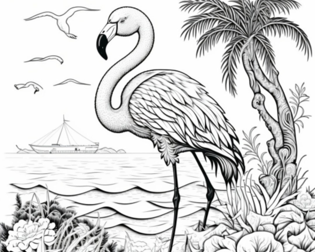 Flamingo Coloring Pages: Set of 3 Printable PDF Illustrations - Etsy