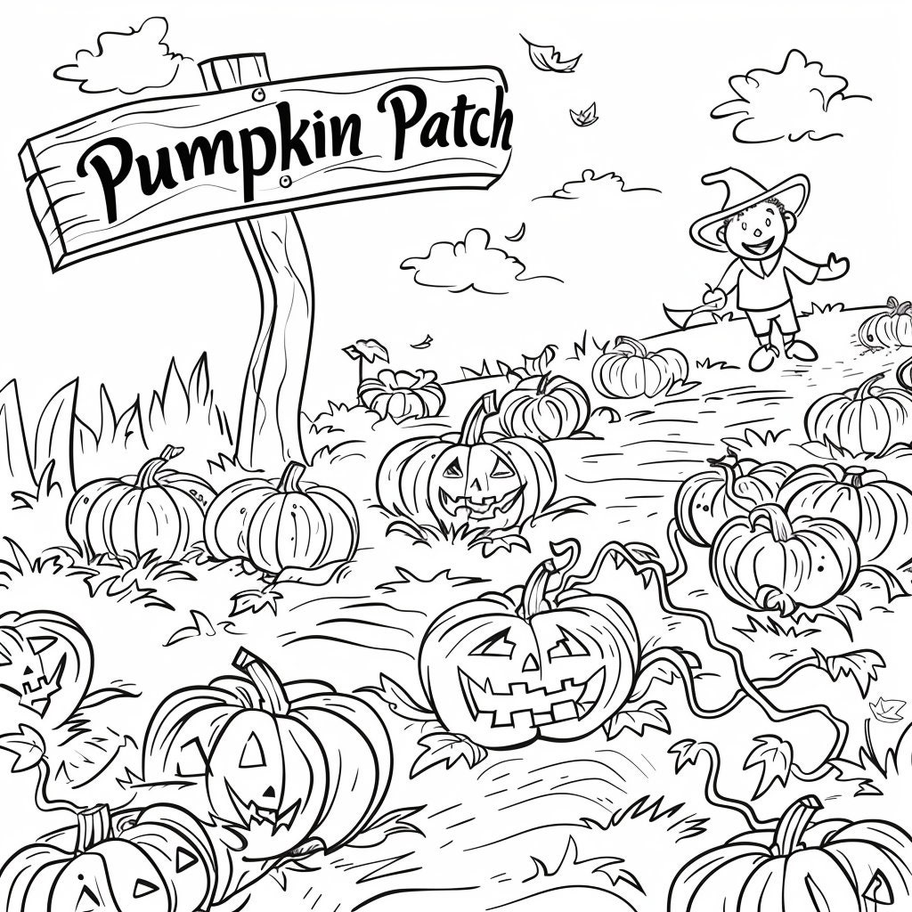 Pumpkin Patch Coloring Pages: Fall & Halloween Fun (digital Download ...