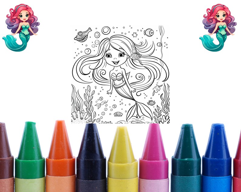 Enchanting Whimsical Mermaid Coloring Pages - Digital Download, US ...