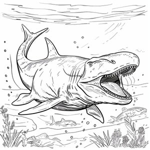 Mosasaurus Coloring Pages: Prehistoric Ocean Predator (digital Download ...
