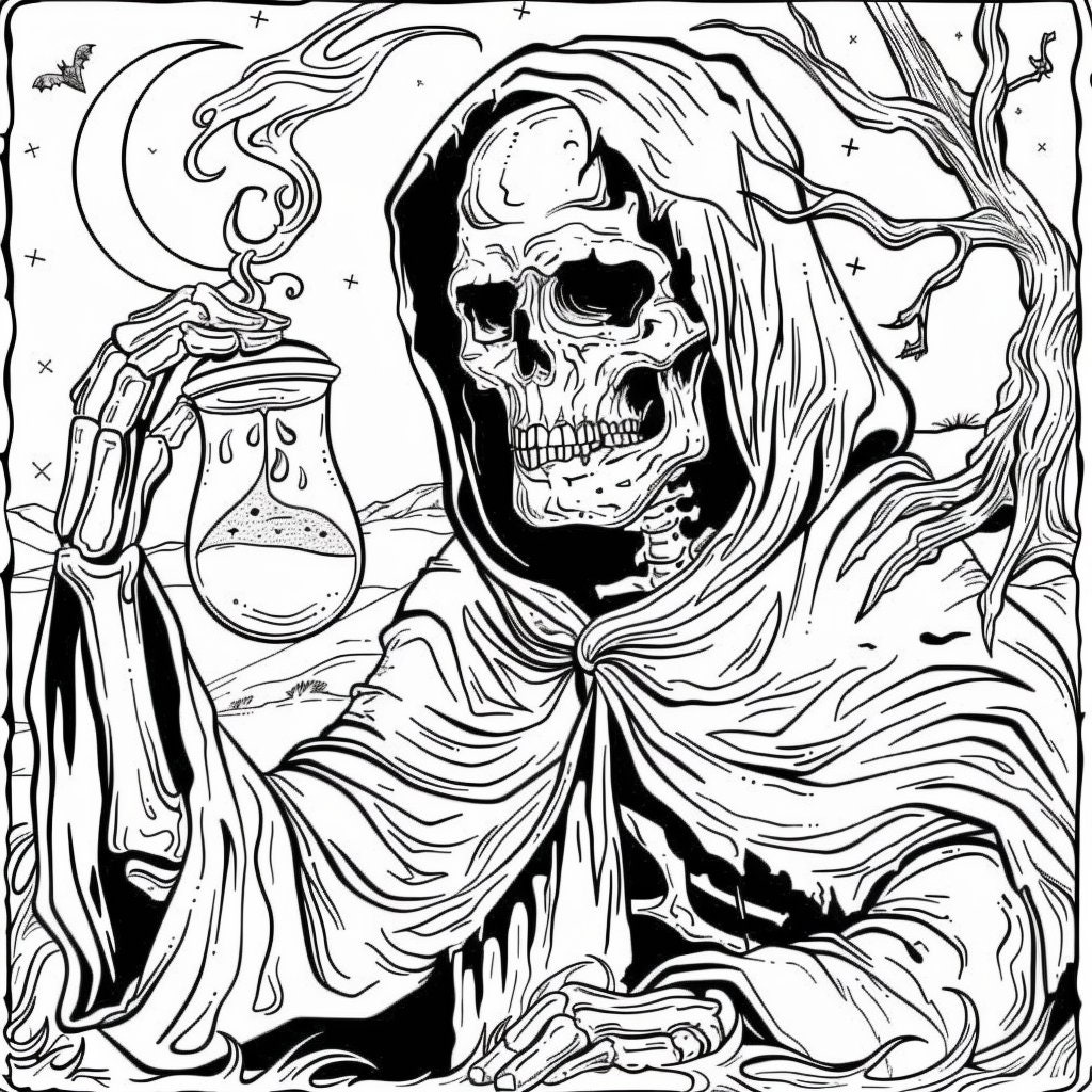 Terrifying Reaper Coloring Pages - Scary Halloween Art, Printable ...