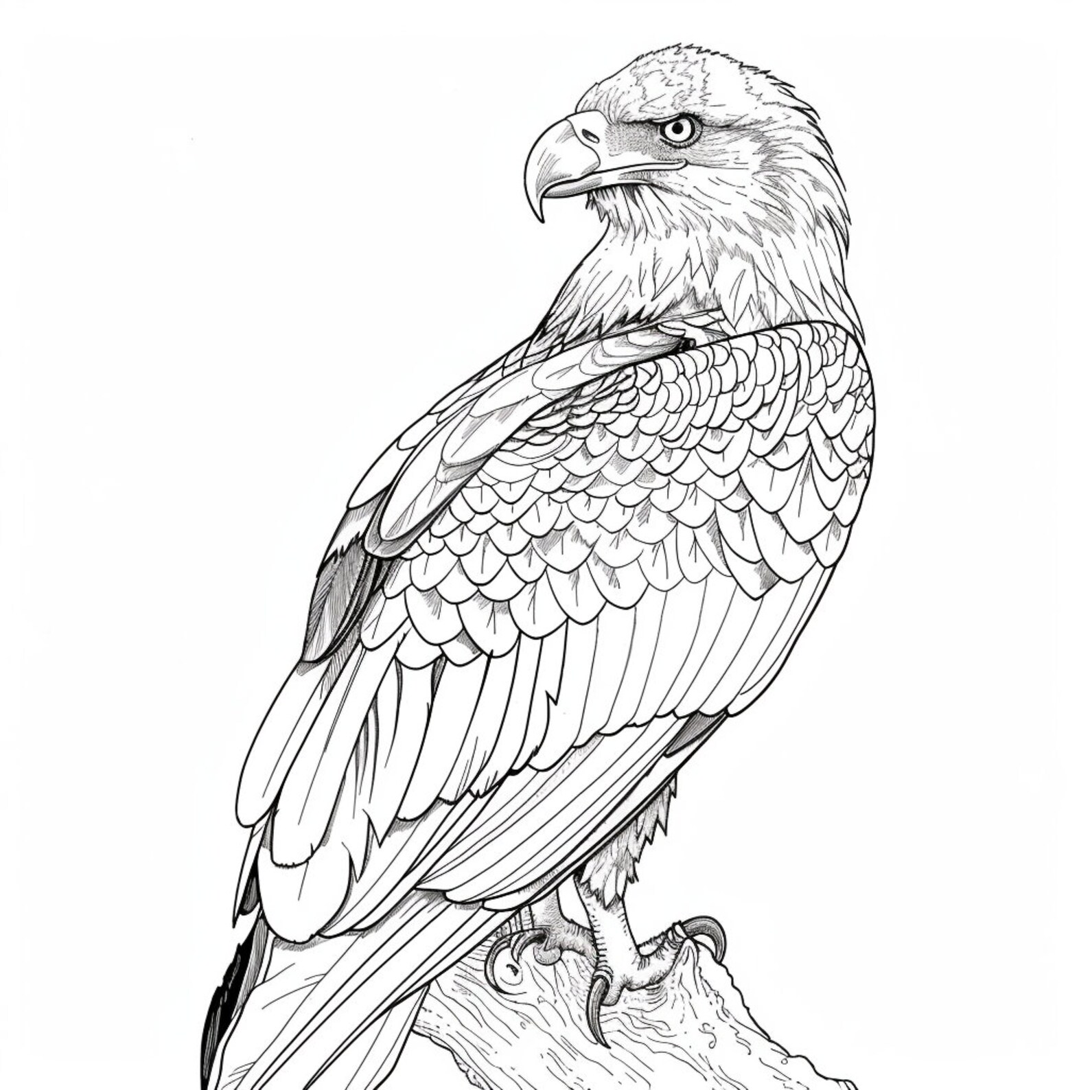 Majestic Bald Eagle Coloring Pages - Digital Download, Detailed Bird ...