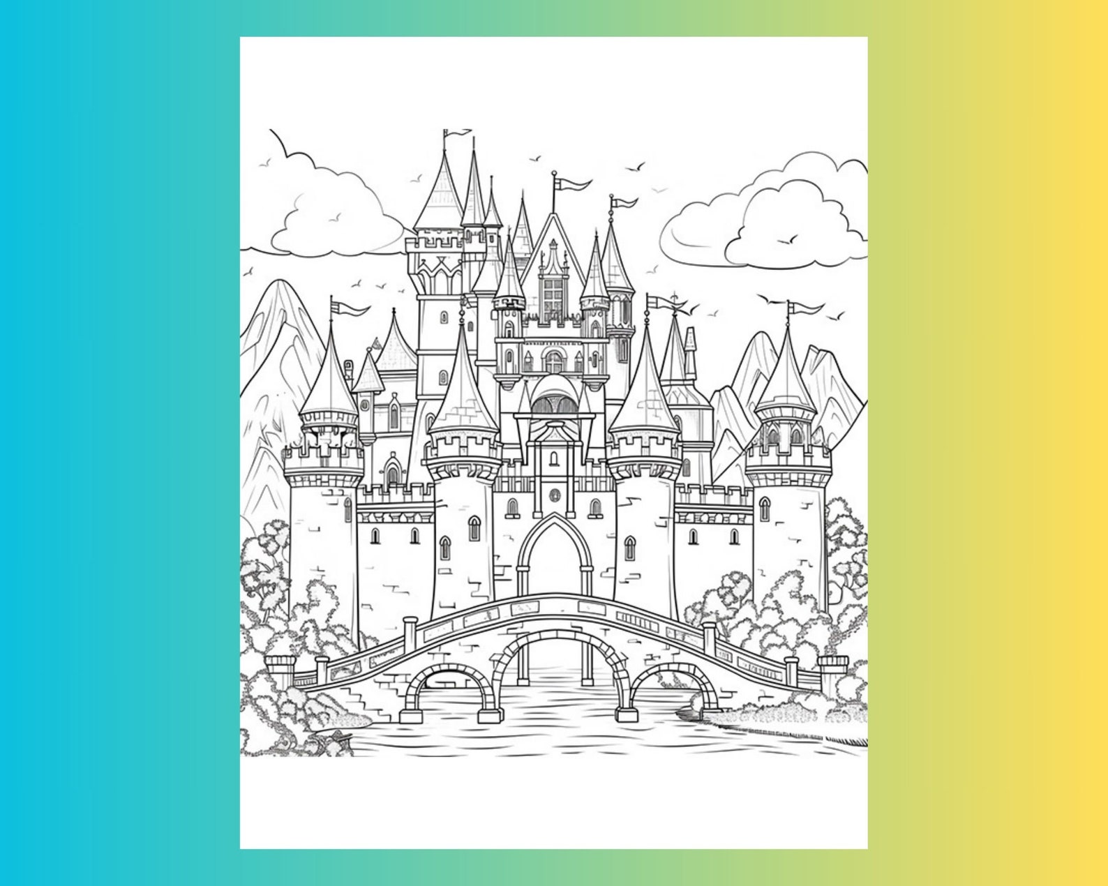 Medieval Castle Coloring Pages - Digital Download, Detailed Castle Art ...