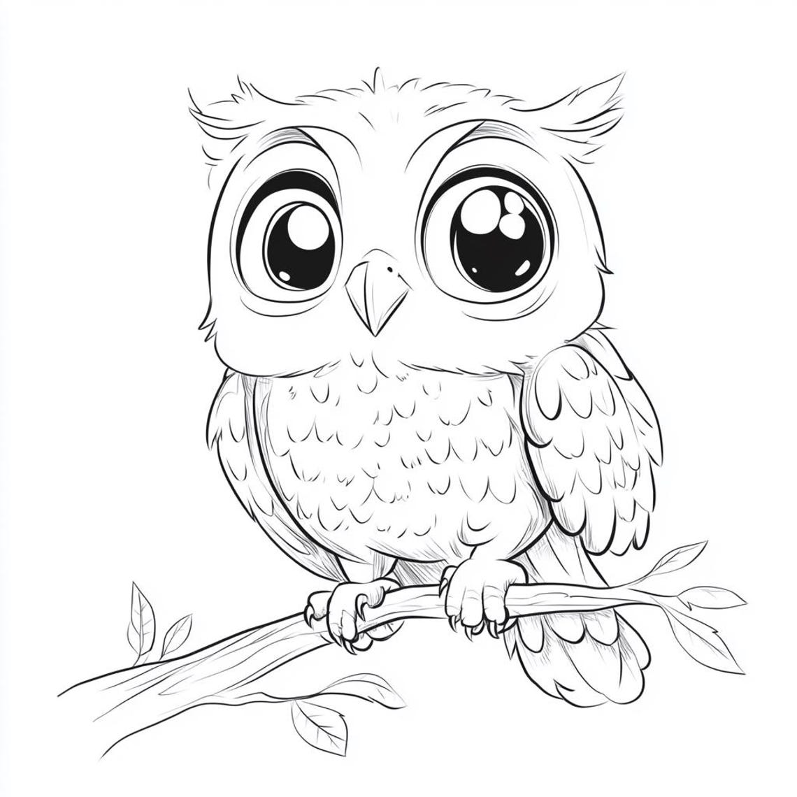 Adorable Owl Coloring Page for Preschoolers (PDF) - Etsy UK