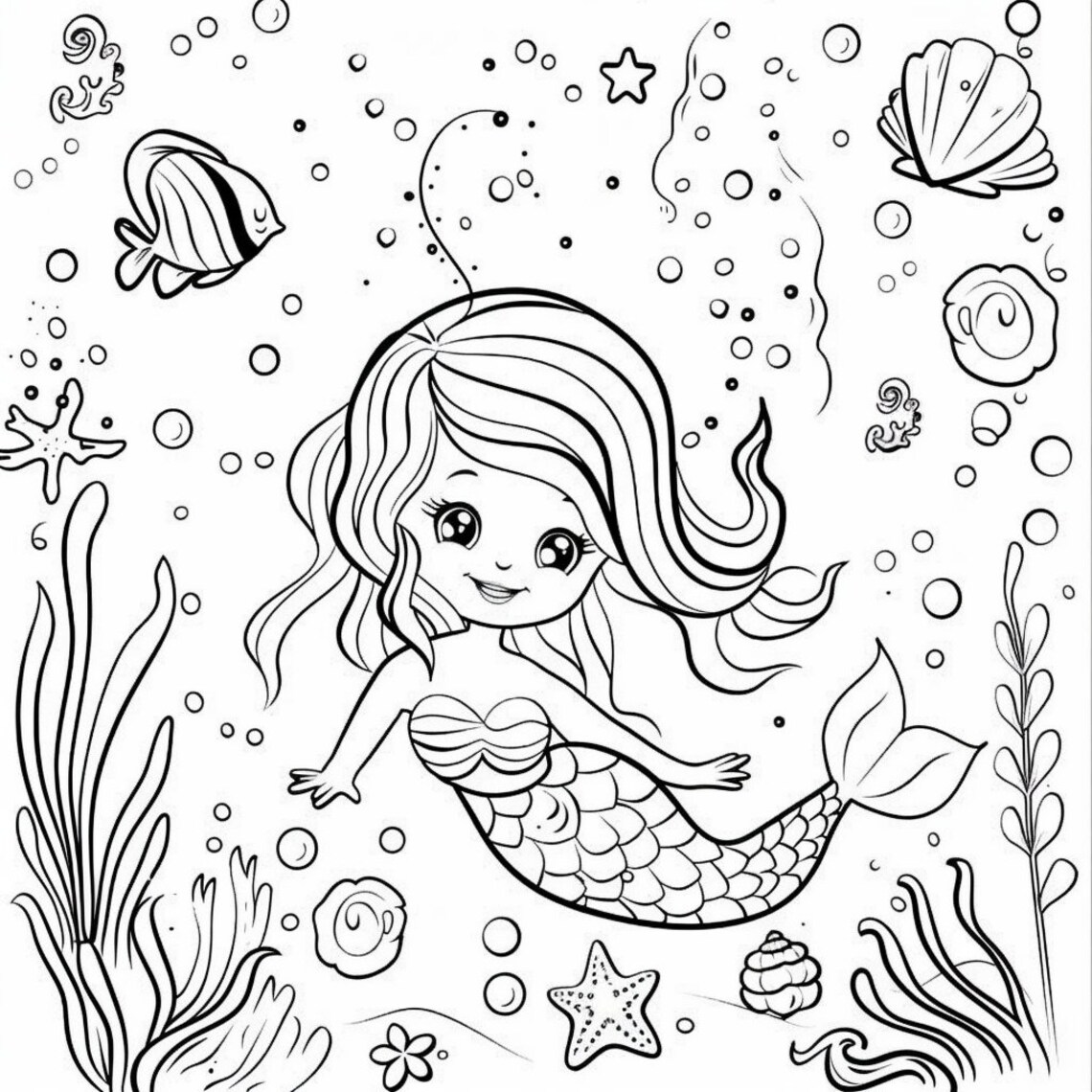 Enchanting Whimsical Mermaid Coloring Pages - Digital Download, US ...