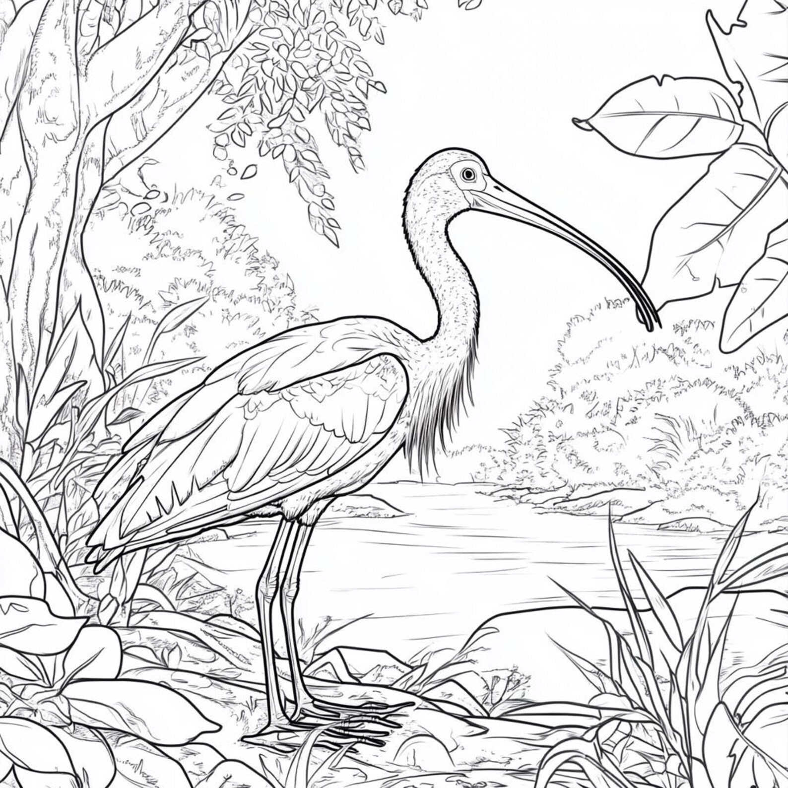 Stunning Scarlet Ibis Coloring Pages | Printable Bird-themed Coloring ...