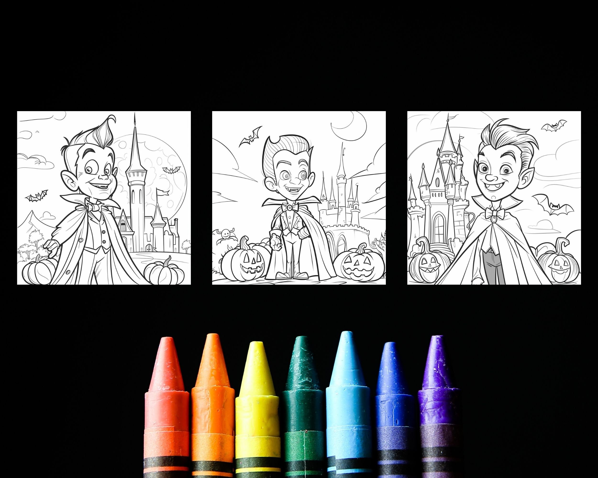 Whimsical Dracula Coloring Pages: Halloween Spooky Fun (digital ...