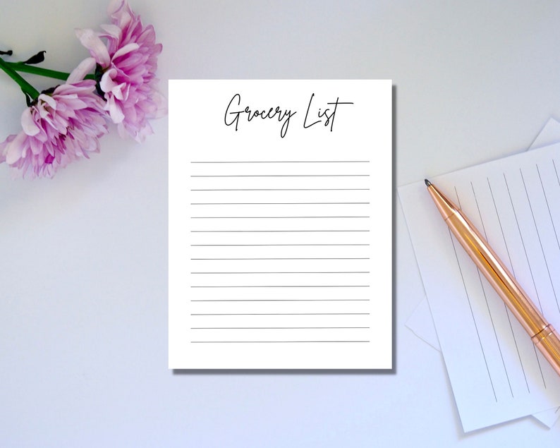 Minimalist Grocery List - Printable Shopping Template in US Letter & A4 ...
