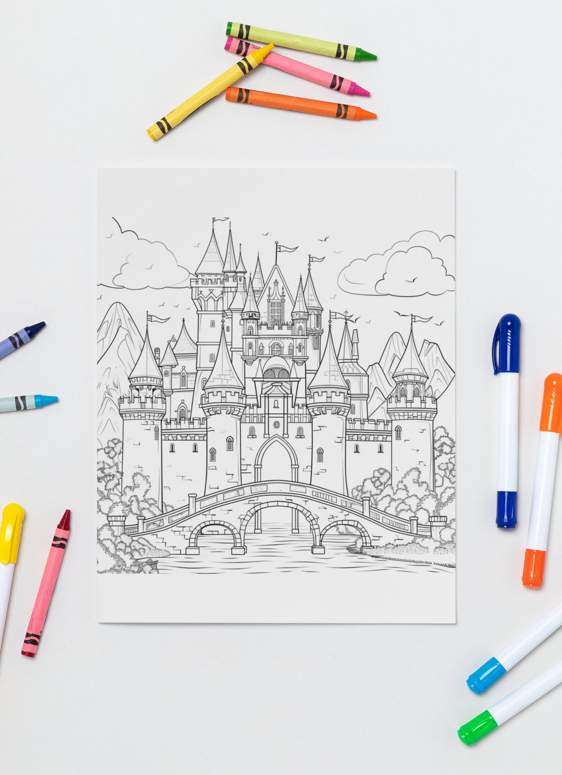 Medieval Castle Coloring Pages Digital Download, Detailed Castle Art ...