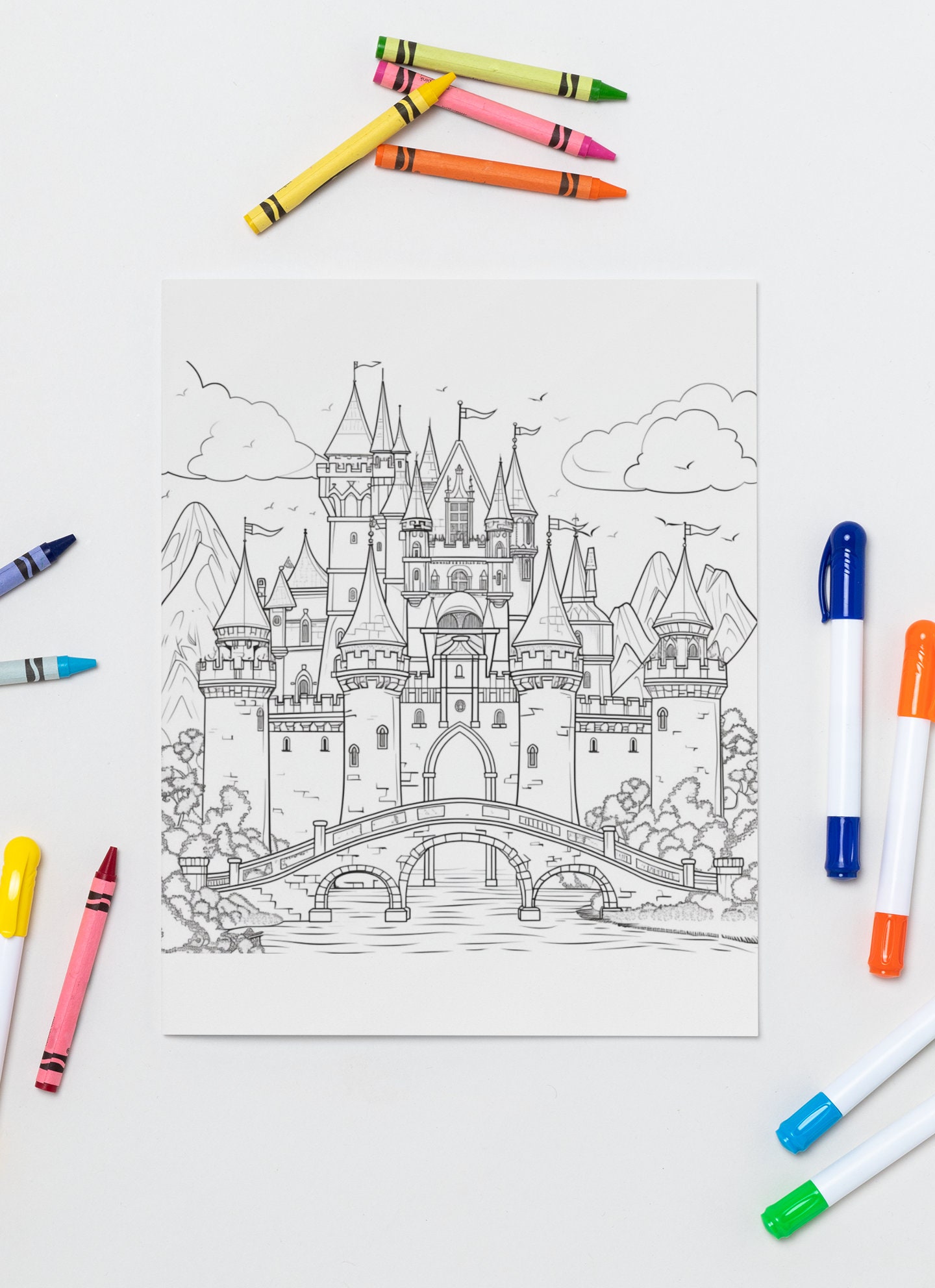 Medieval Castle Coloring Pages - Digital Download, Detailed Castle Art ...