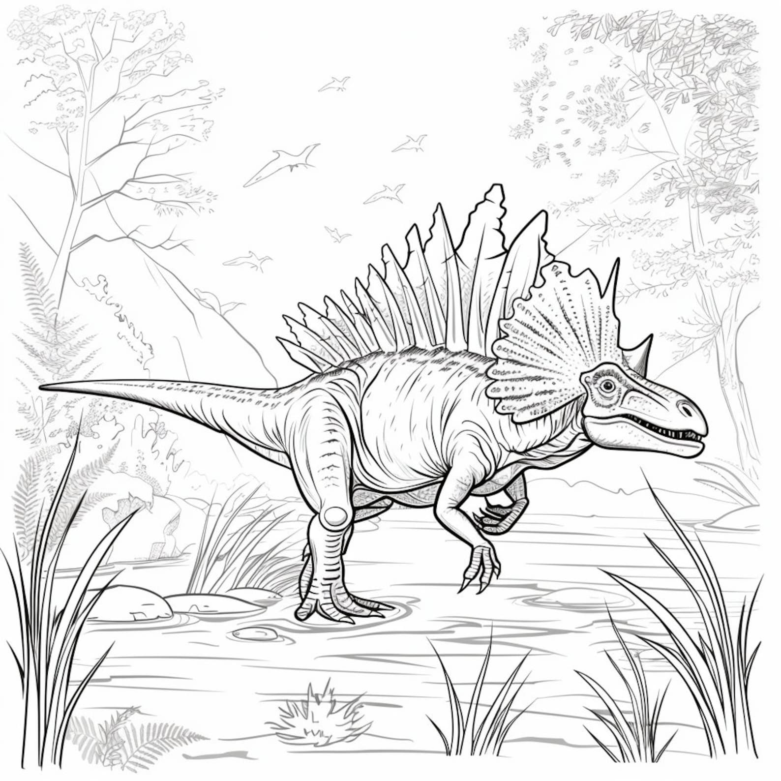 Spinosaurus Coloring Pages: Detailed Dinosaur Art (digital Download) - Etsy