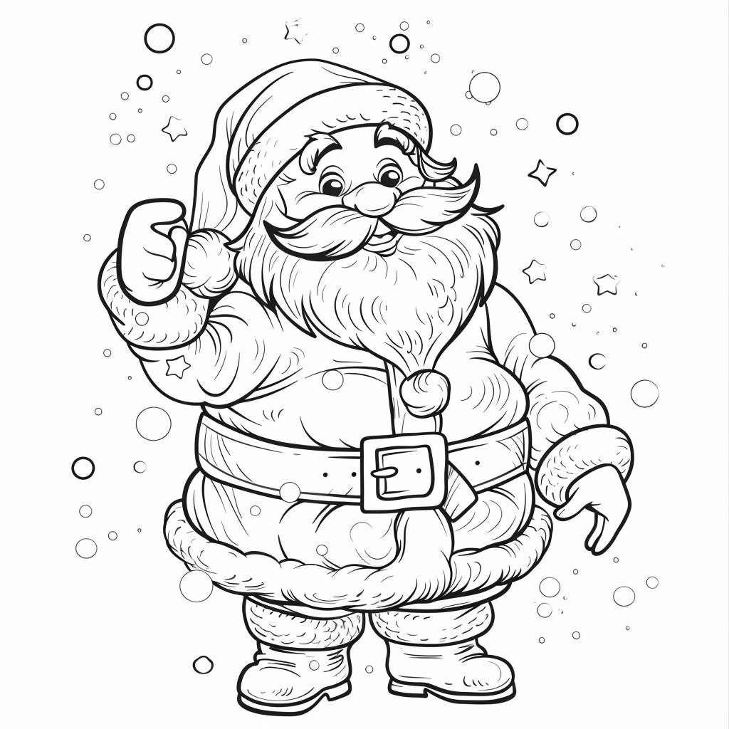 Whimsical Santa Claus Coloring Pages: Festive Christmas Fun (digital ...