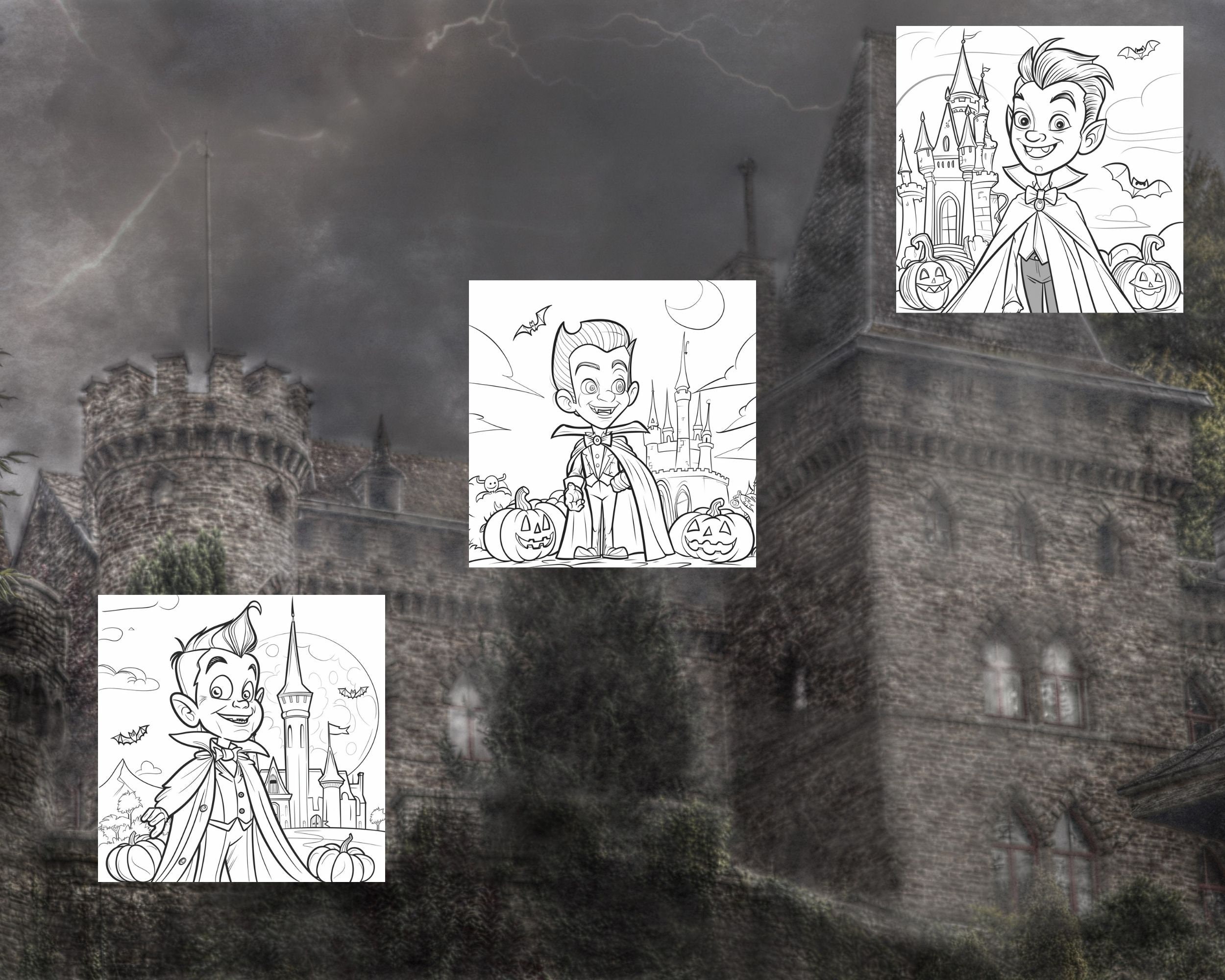 Whimsical Dracula Coloring Pages: Halloween Spooky Fun (digital ...