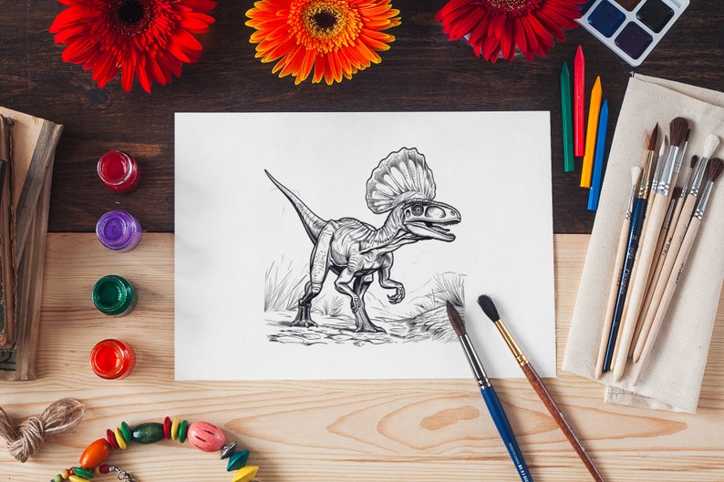 Dilophosaurus Coloring Pages: Fun Dinosaur Art (digital Download) - Etsy