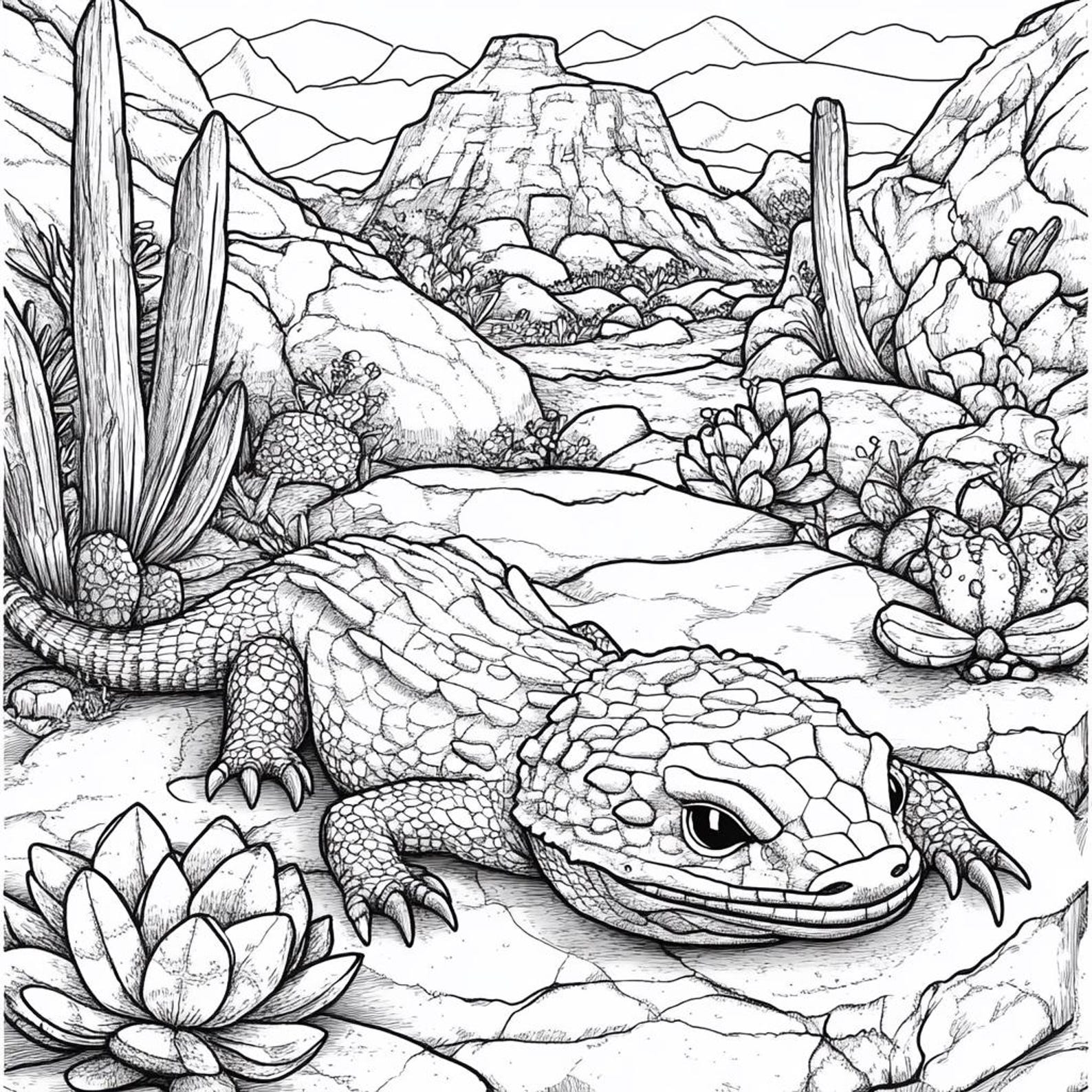 Gila Monster Coloring Pages for Kids | Desert Wildlife Digital Download ...