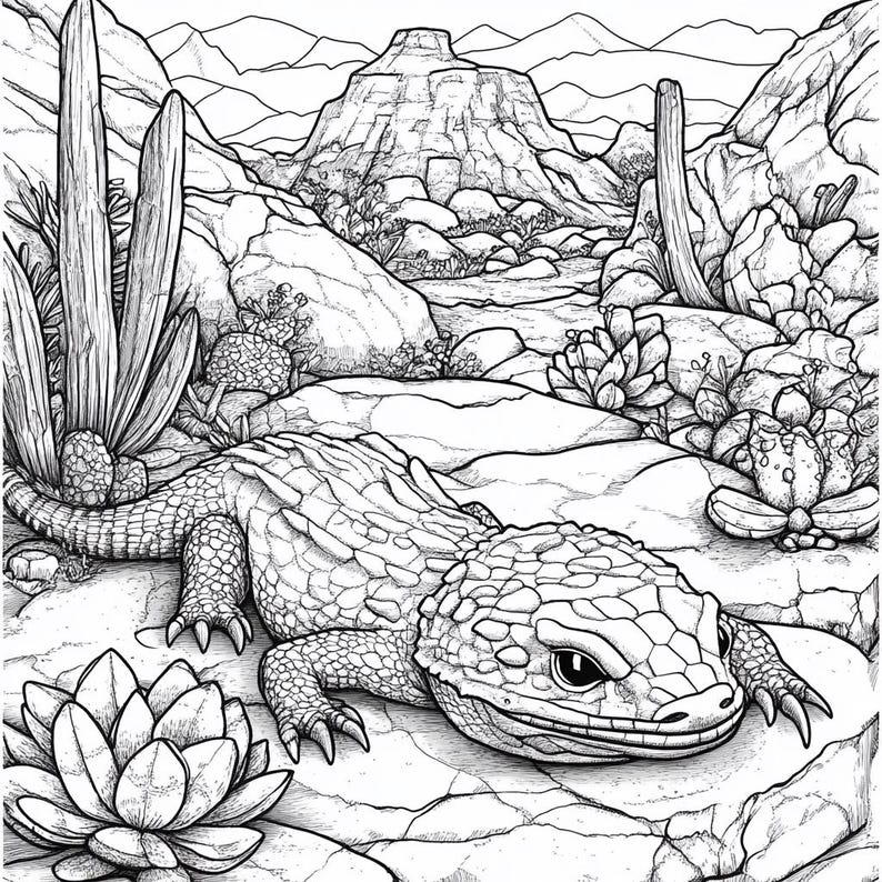 Gila Monster Coloring Pages for Kids | Desert Wildlife Digital Download ...