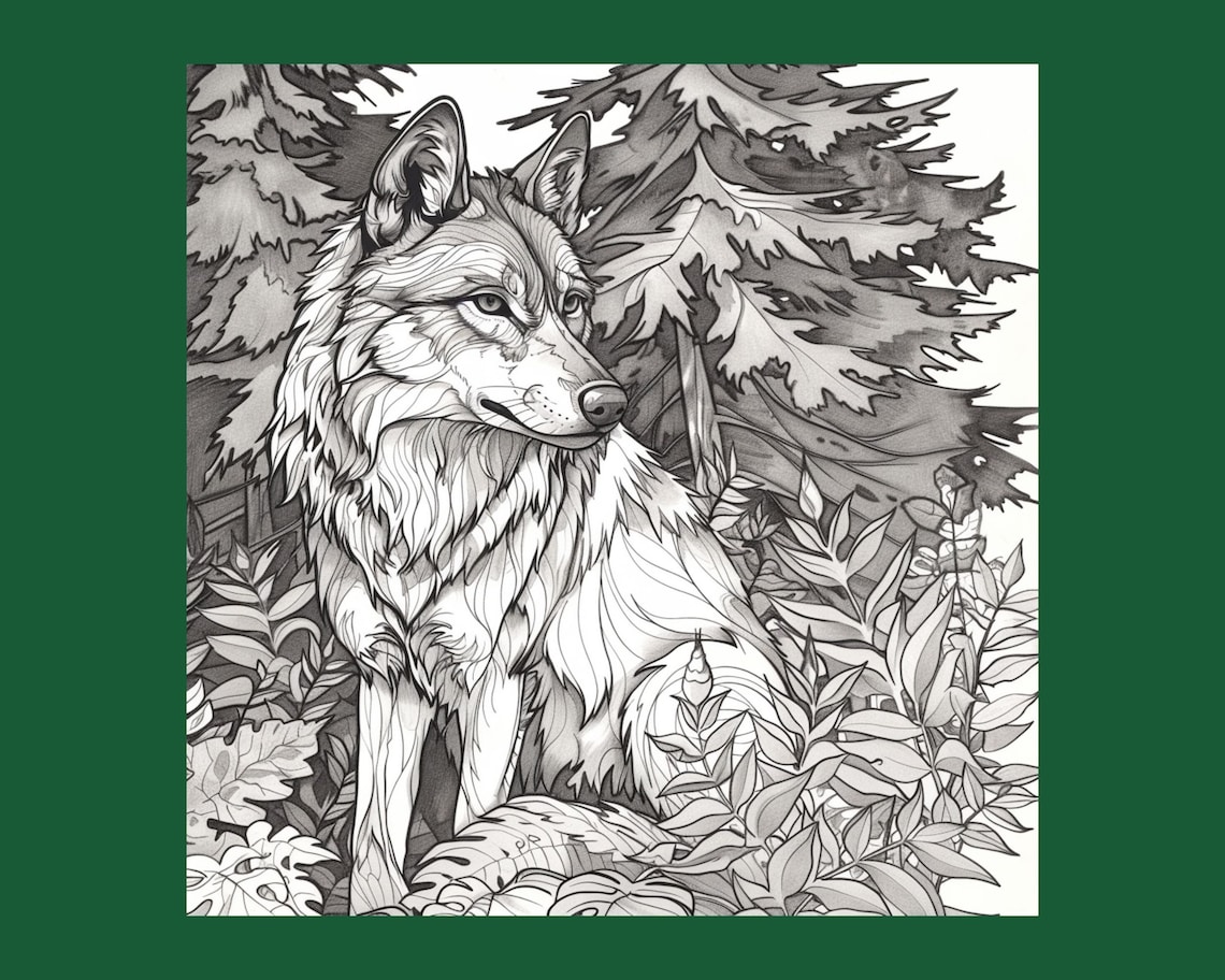 Majestic Wolf Coloring Pages - Instant Download - US Letter & A4 Sizes ...