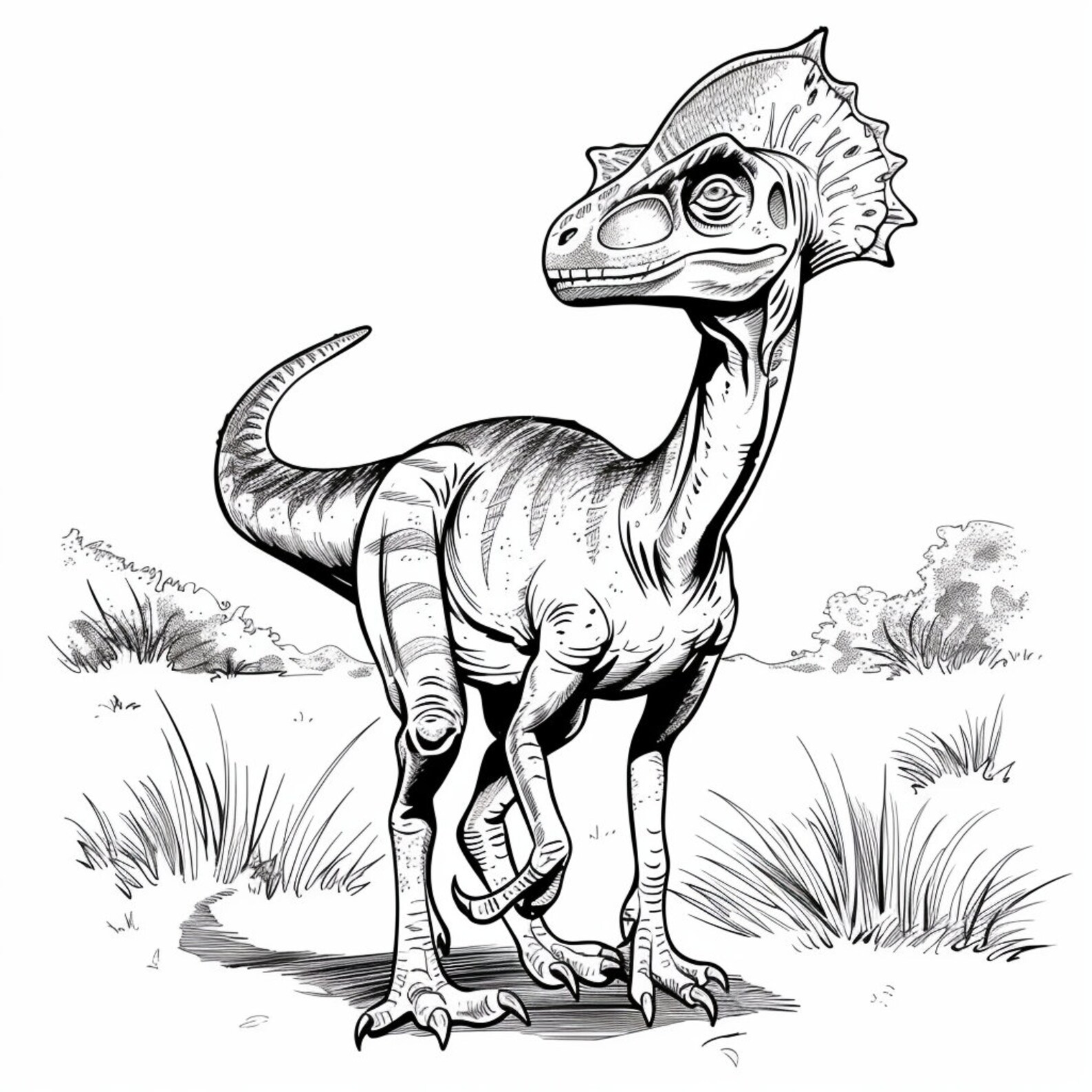 Dilophosaurus Coloring Pages: Fun Dinosaur Art (digital Download) - Etsy