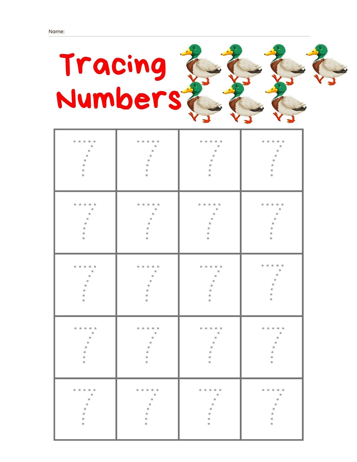 Number Tracing Worksheets for Preschool & Kindergarten Educational ...