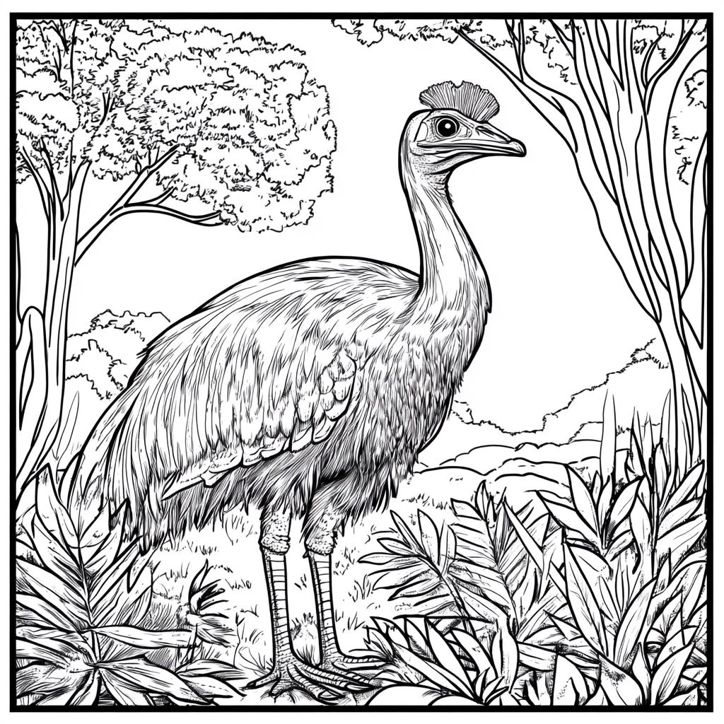 Majestic Cassowary Coloring Pages for Kids & Adults Printable Jungle ...