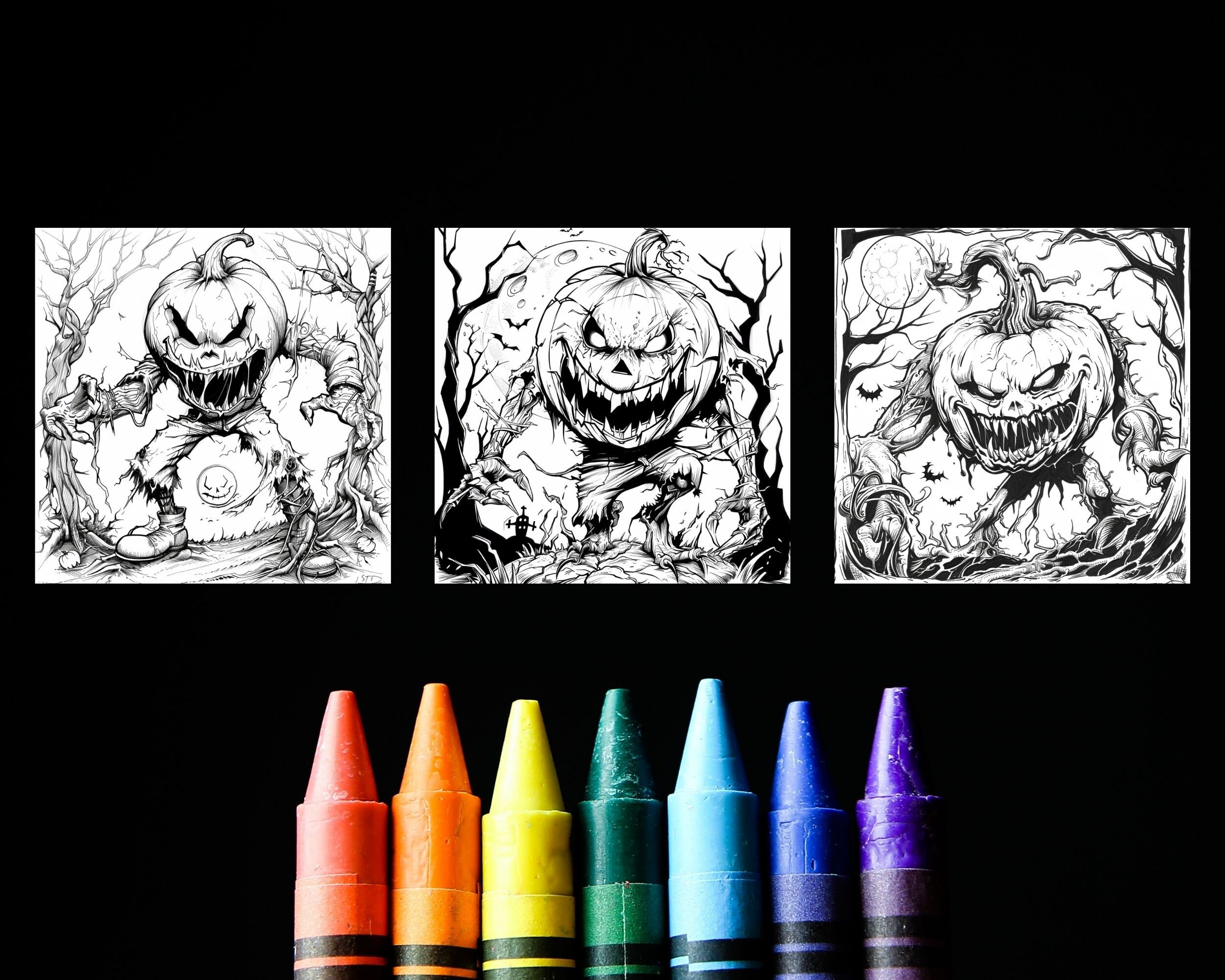 Terrifying Pumpkin Head Creature Coloring Pages - Spooky Halloween Art ...