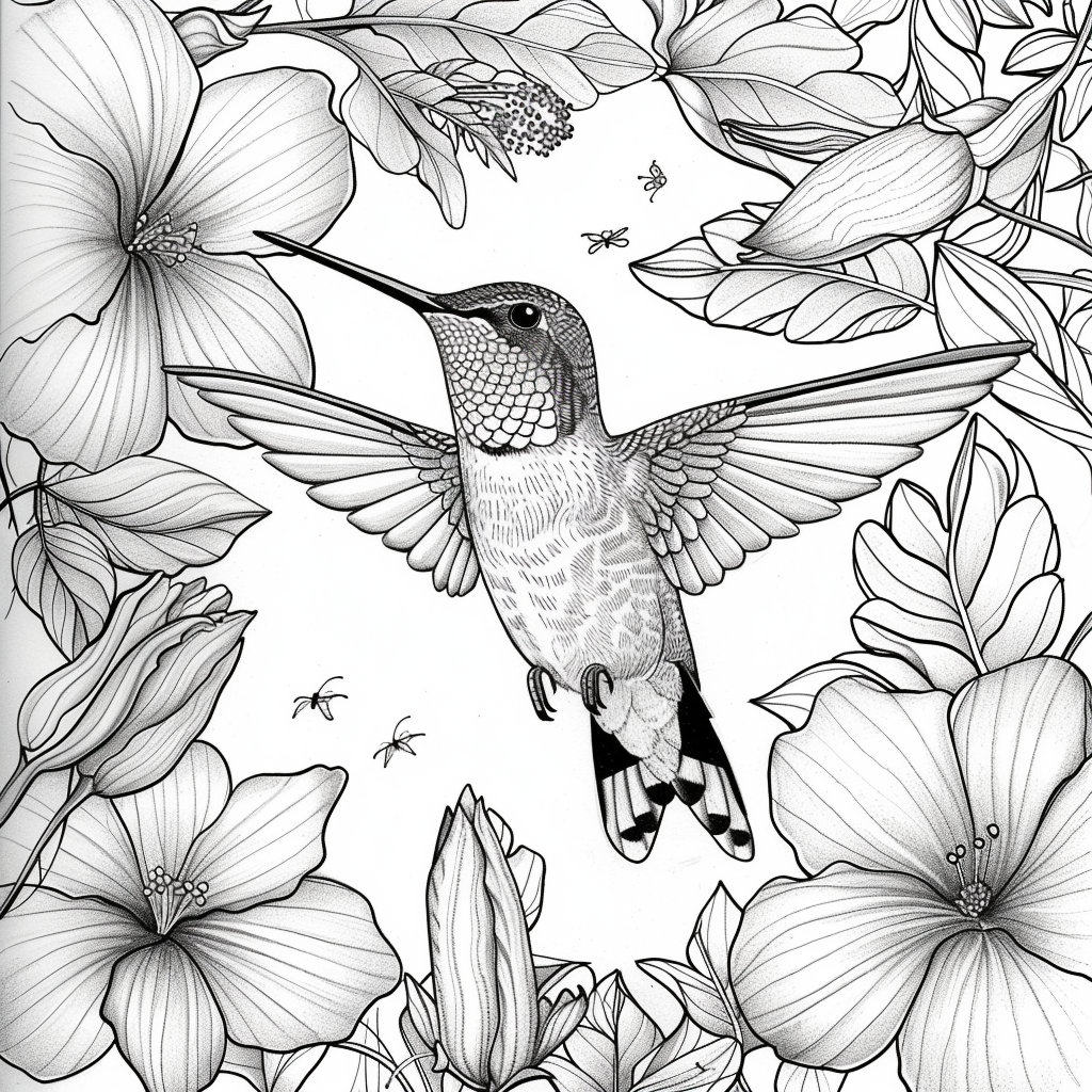 Beautiful Hummingbird Coloring Pages - Instant Download - US Letter ...