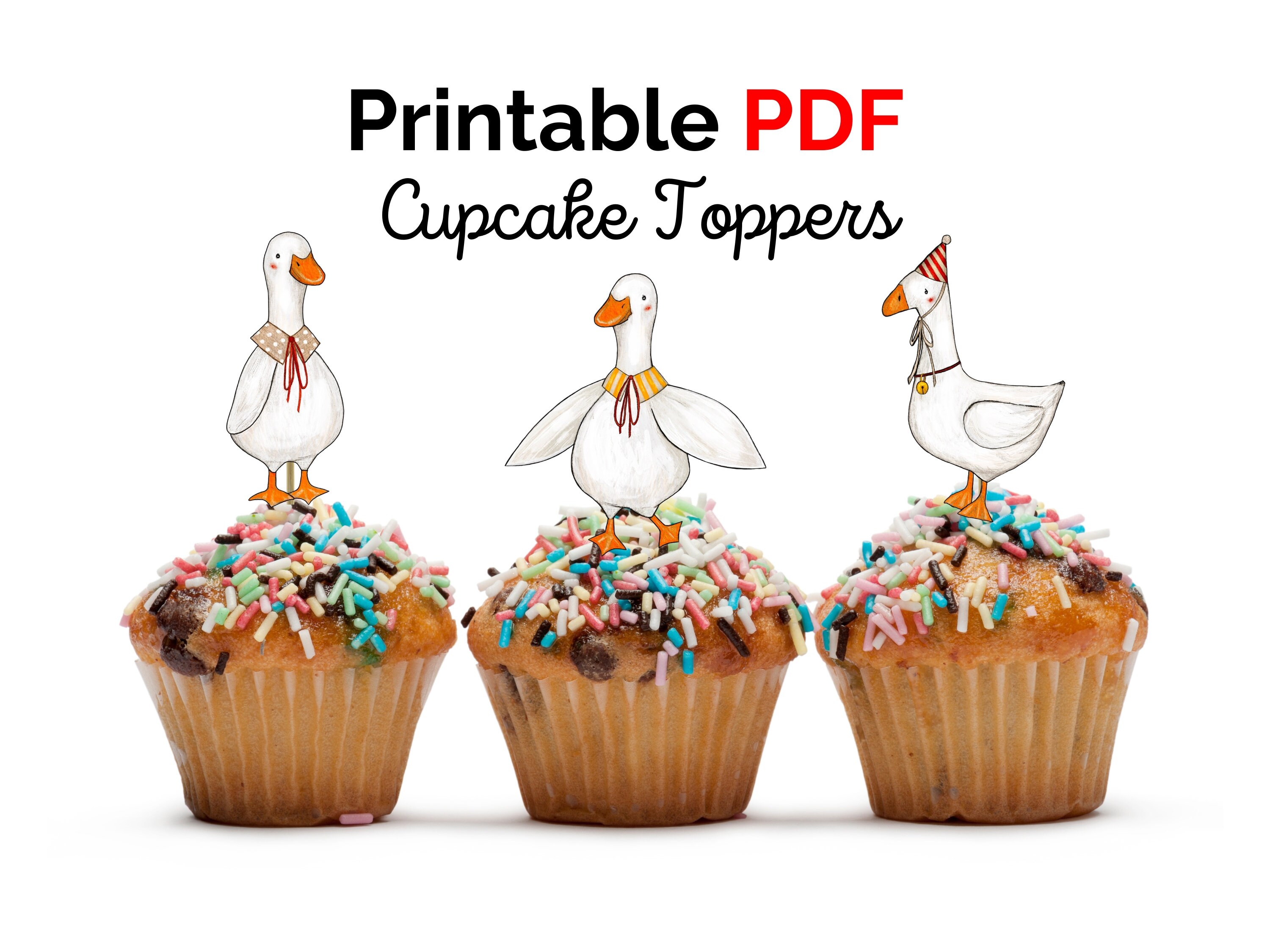 Printable Goose Cupcake Toppers, Goose Toppers, Geese Toppers, Ducks ...