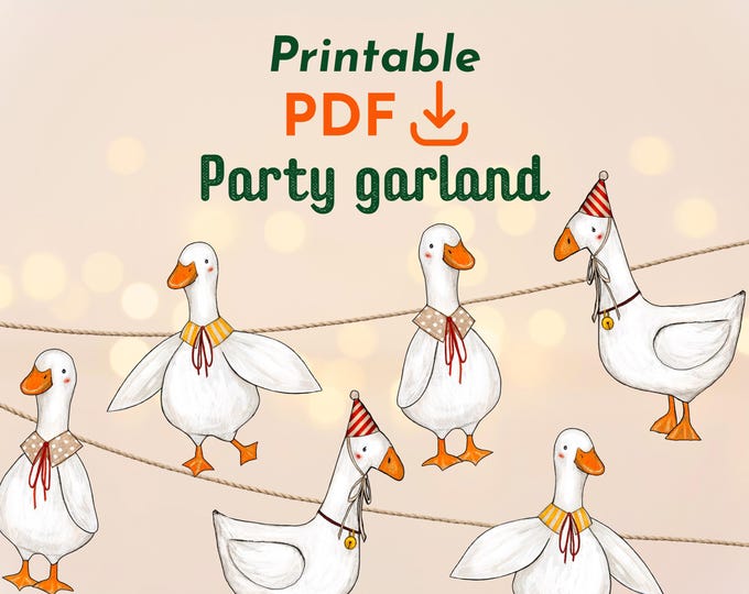 Printable Party Garland, Goose Garland, Ducks Garland, Goose Party, PDF ...
