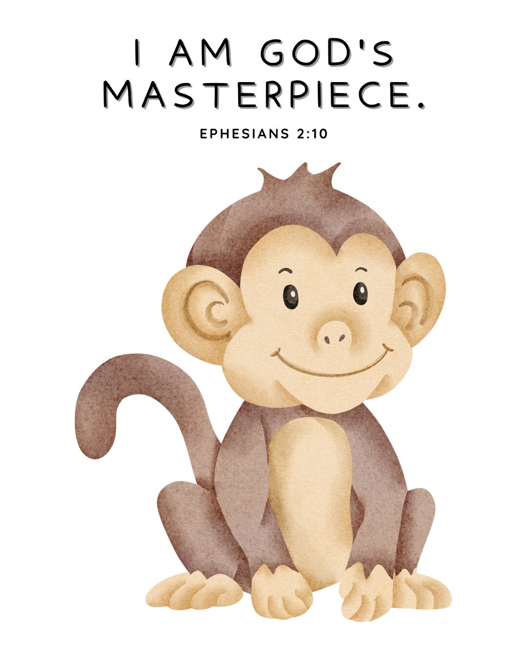 Christian Nursery Decor, Kids Bible Verse Wall Art, Watercolor Animals ...