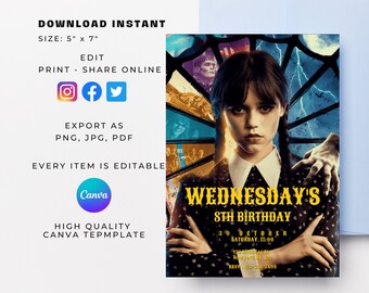 Wednesday Addams Birthday Invite - Etsy